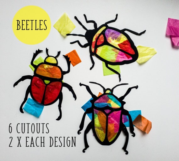 Beetles-suncatcher Kit-kids Craft Kit Stained Glass Tissue | Etsy