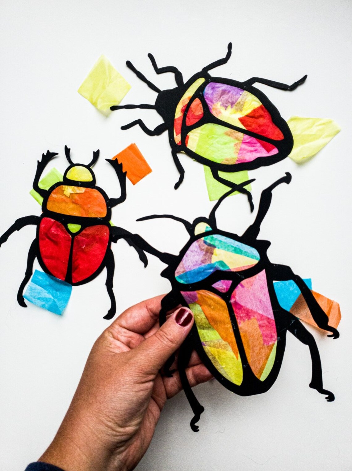 Beetles-suncatcher Kit-kids Craft Kit Stained Glass Tissue - Etsy