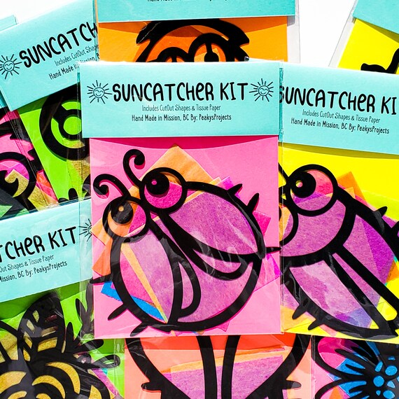 Mini Bug Suncatcher Kit Kids Craft Kit Stained Glass Tissue | Etsy