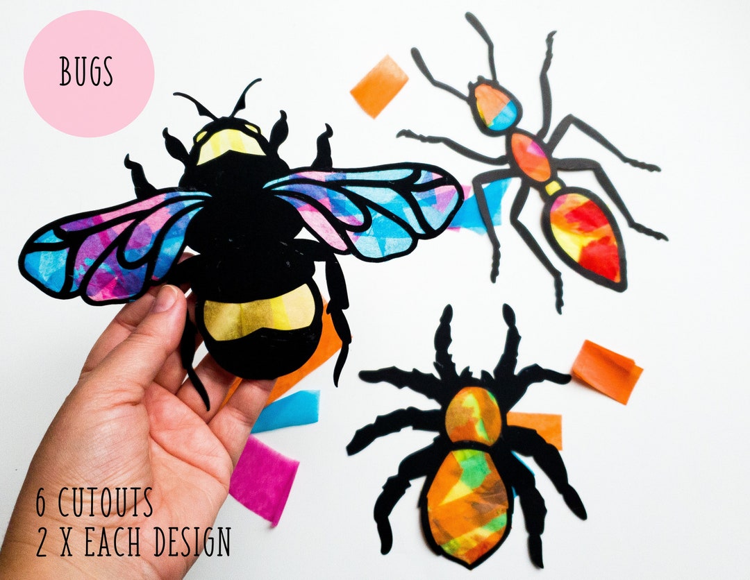 Bugs Suncatcher Kit Kids Craft Kit Stained Glass Tissue Paper Collage ...