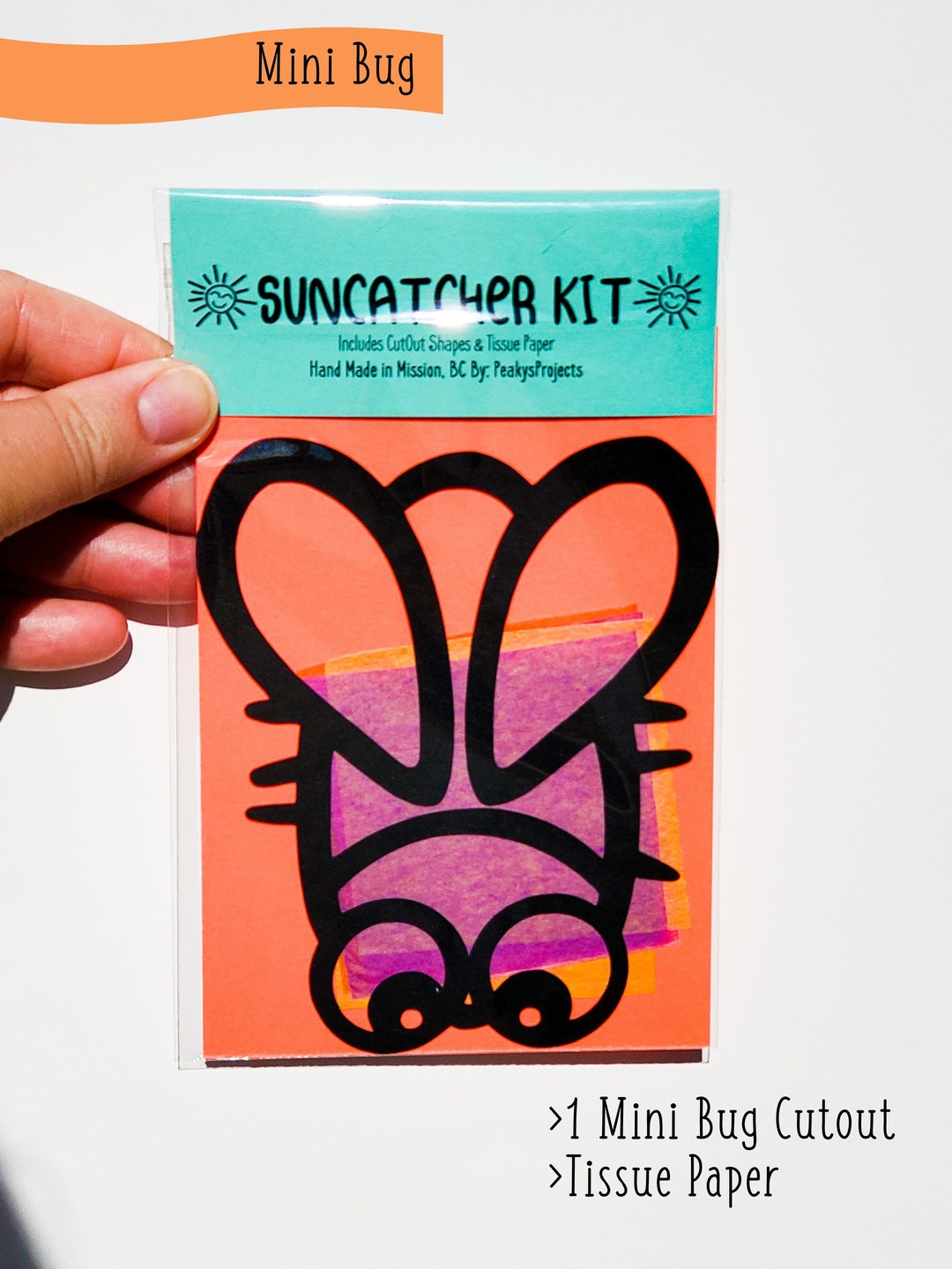 Mini Bug Suncatcher Kit Kids Craft Kit Stained Glass Tissue Paper ...