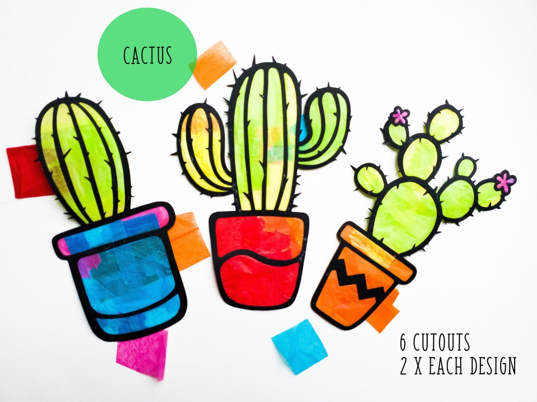 Cactus Suncatcher Kit - Kids Craft Kit- Stained Glass Tissue Paper ...