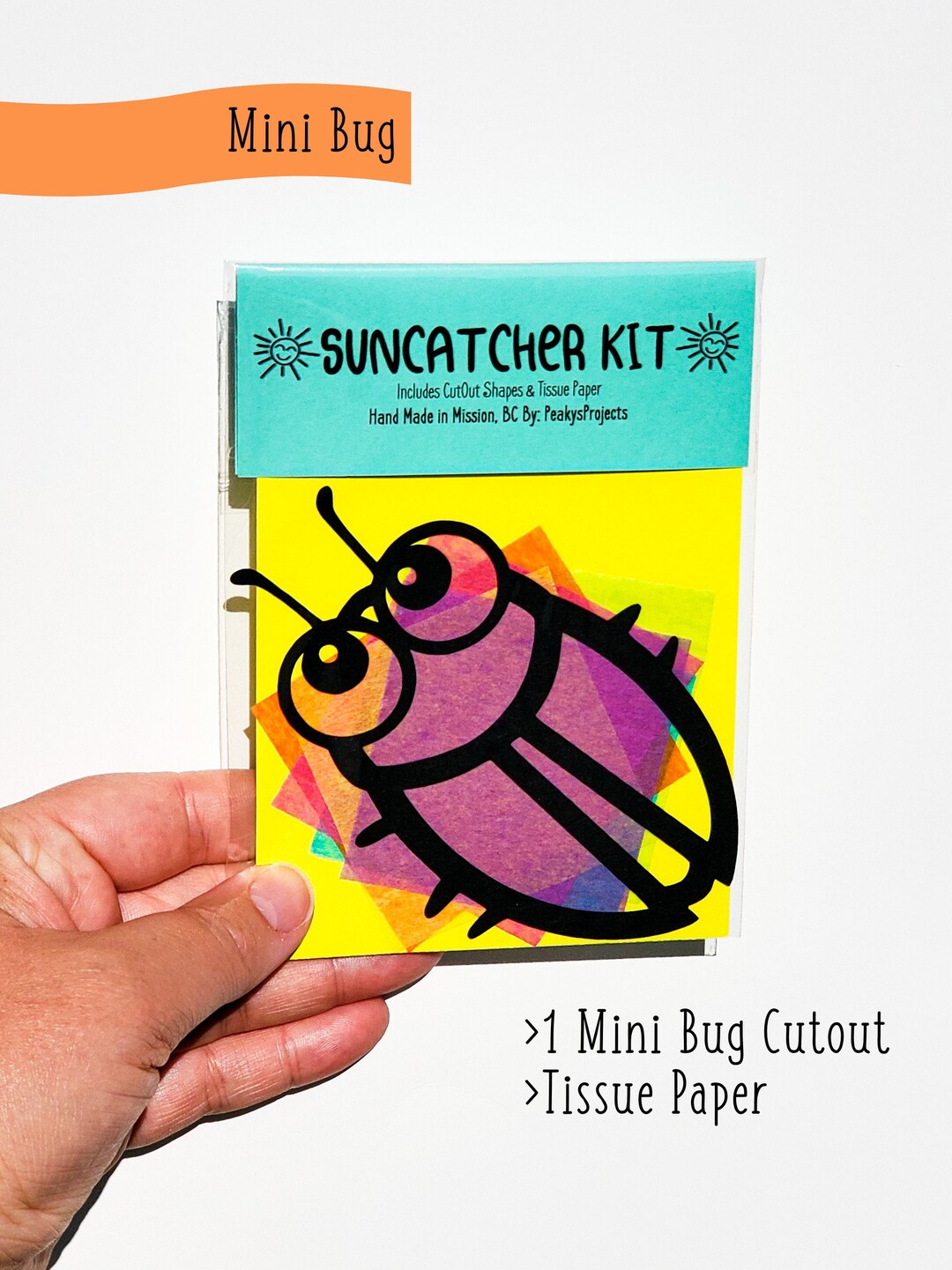 Mini Bug Suncatcher Kit Kids Craft Kit Stained Glass Tissue Paper ...