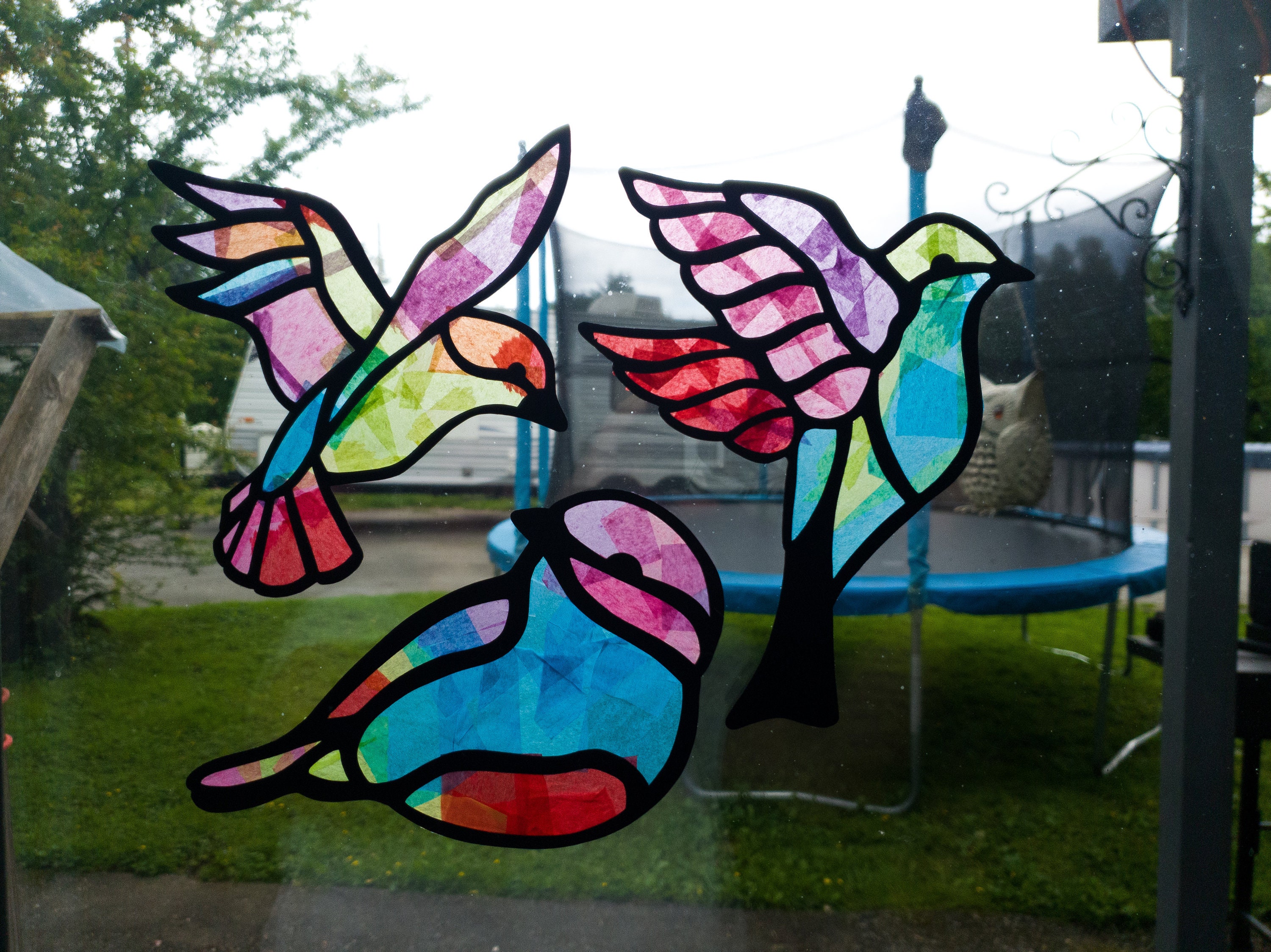 Birds Suncatcher Kit Kids Craft Kit Stained Glass Tissue - Etsy