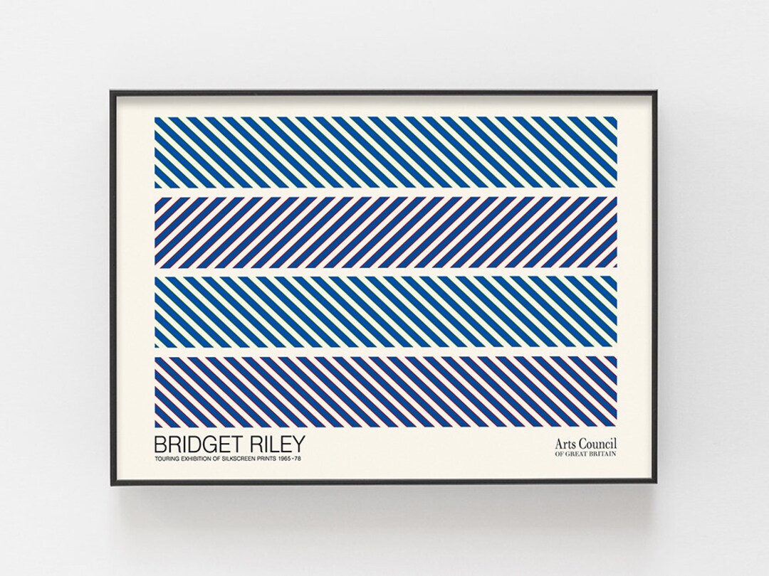 Bridget Riley Exhibition Poster, Abstract Arrayed Colorful Lines Shapes ...