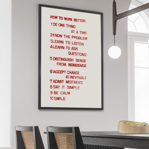 How to Work Better by Peter Fischli and David Weiss Print, Office Decor ...