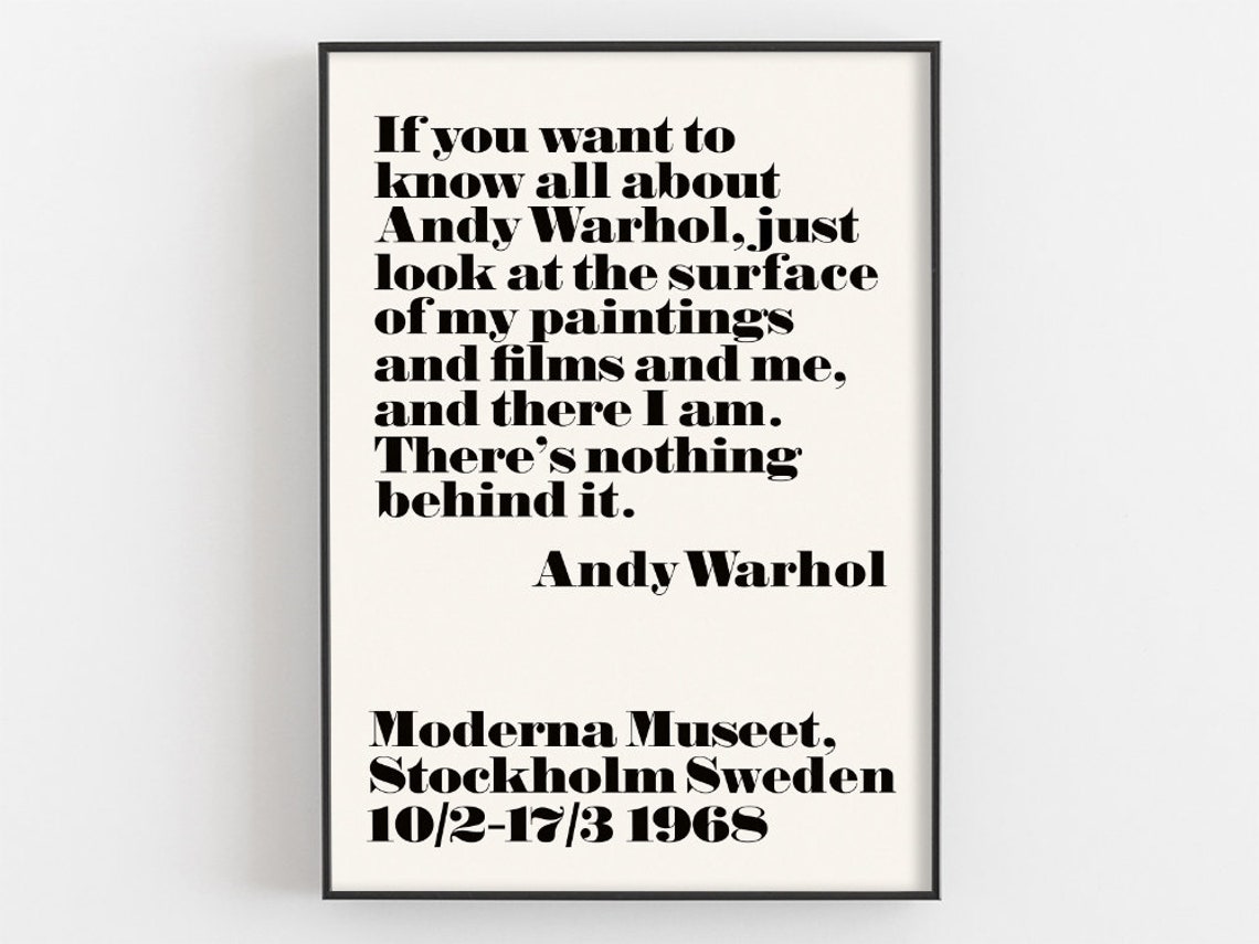 Know All About Andy Warhol Quote Poster Typography Print - Etsy