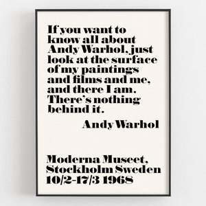 Know All About Andy Warhol Quote Poster, Typography Print, Minimalist ...