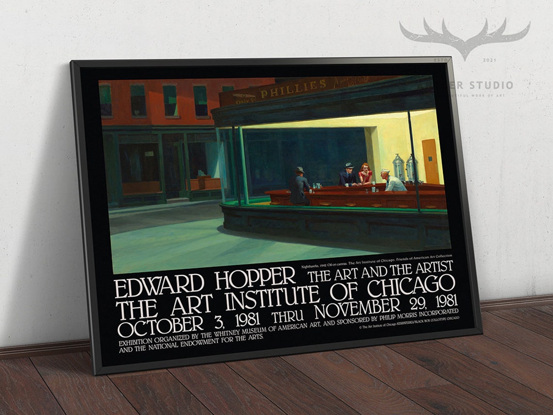 Edward Hopper Exhibition Poster Nighthawks Print American - Etsy