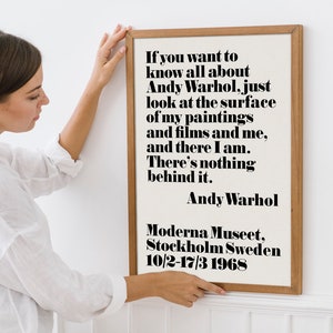 Know All About Andy Warhol Quote Poster, Typography Print, Minimalist ...