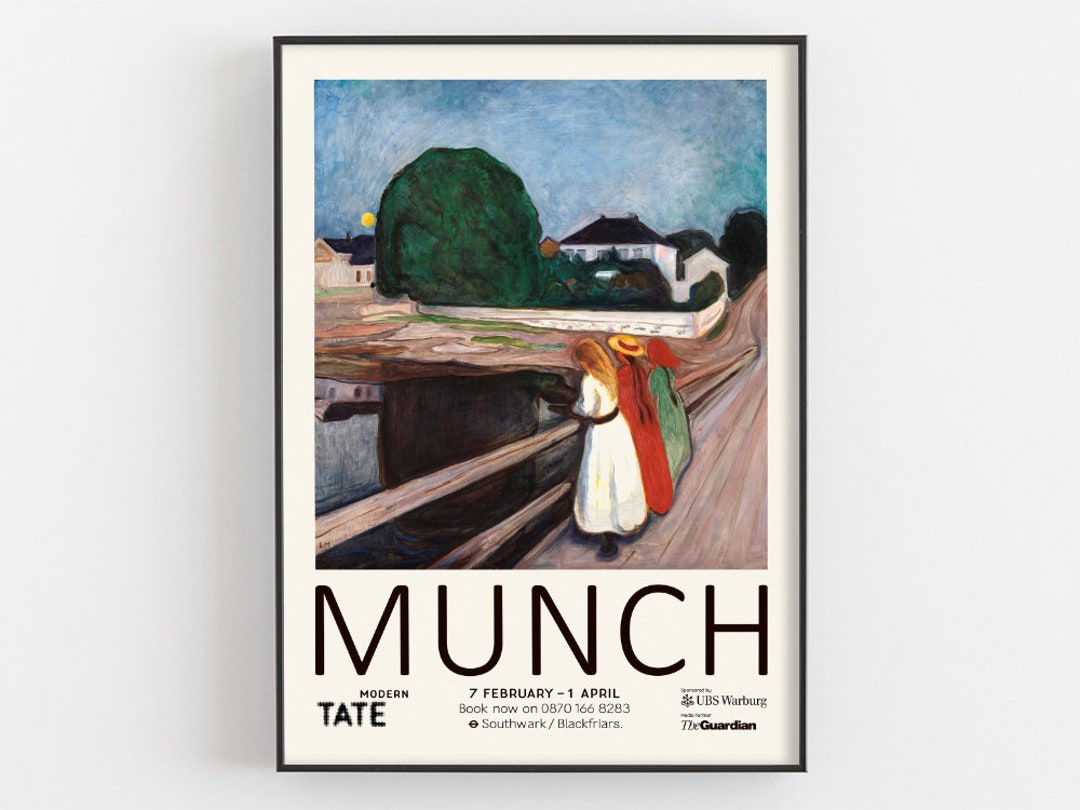 Edvard Munch Exhibition Poster - the Girls on the Bridge Painting, Lake ...