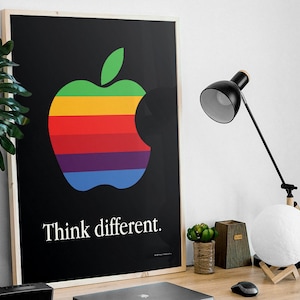 Apple Think Different Advertisement Poster, MAC Personal Computer Logo Print, Technology Wall ...