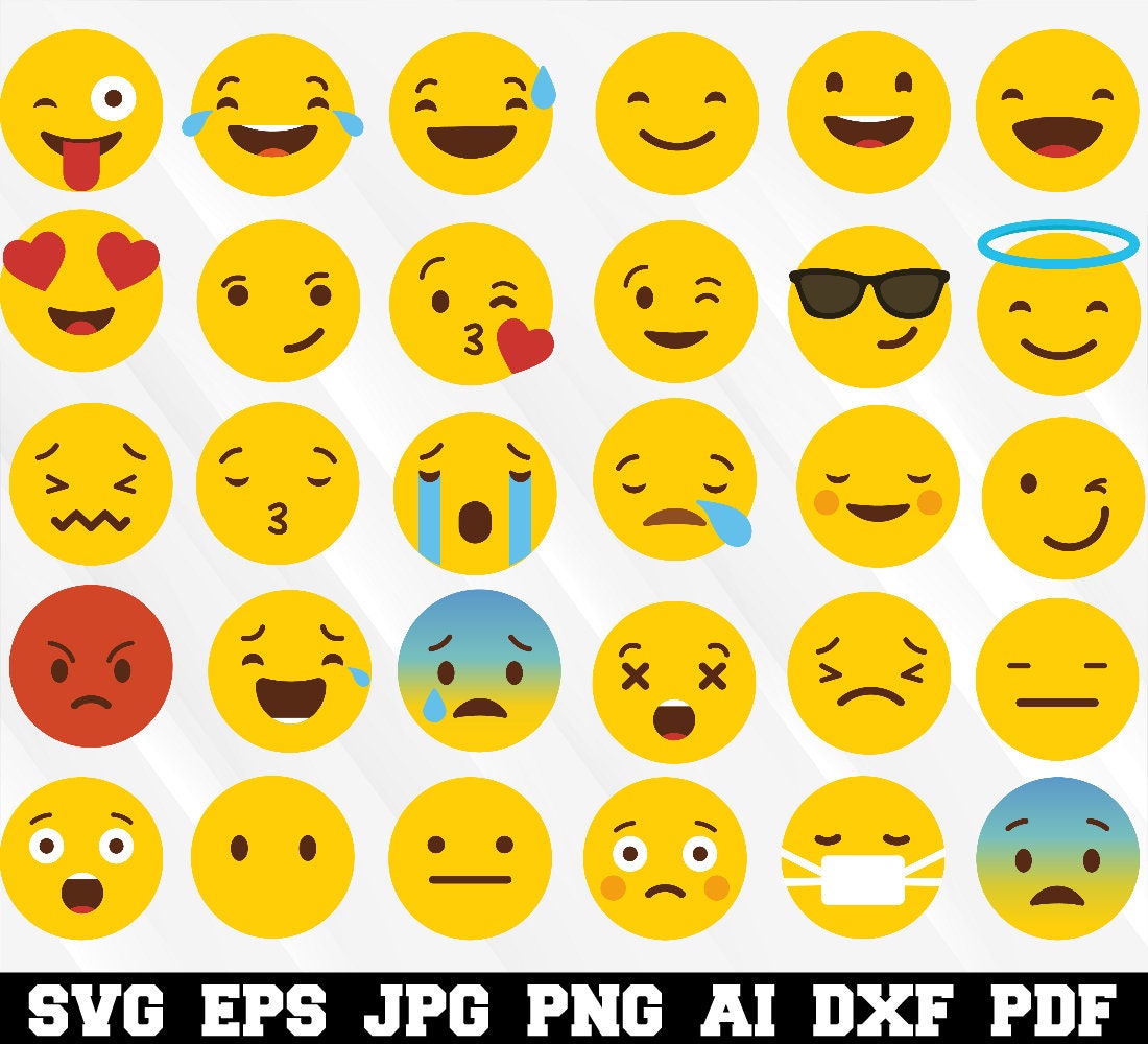 Emoji SVG - Emoji Silhouette - SVG Cut Files - Emoji Bundle SVG - Emoji ...