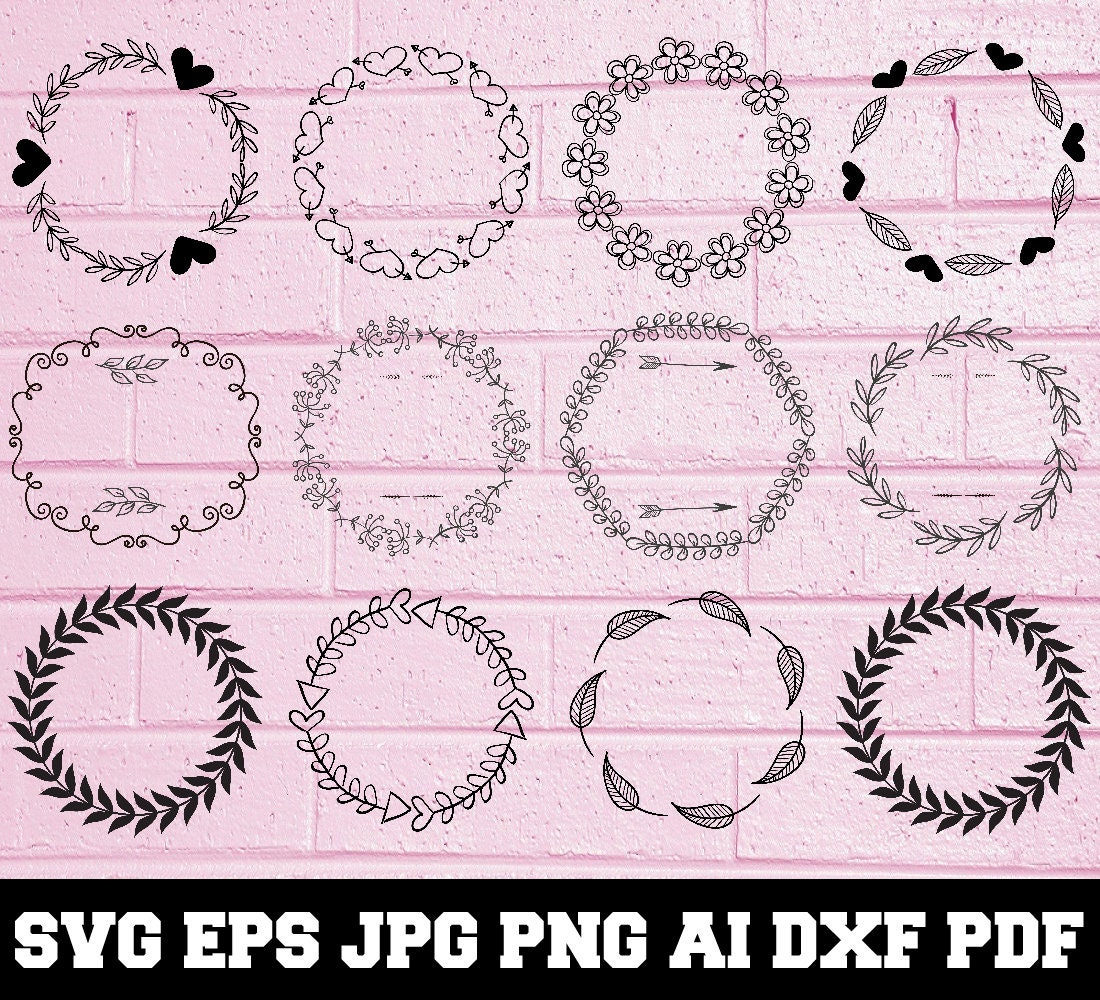 Kranz SVG - Kranz Silhouette - SVG geschnitten Dateien - Kranz Bundle ...