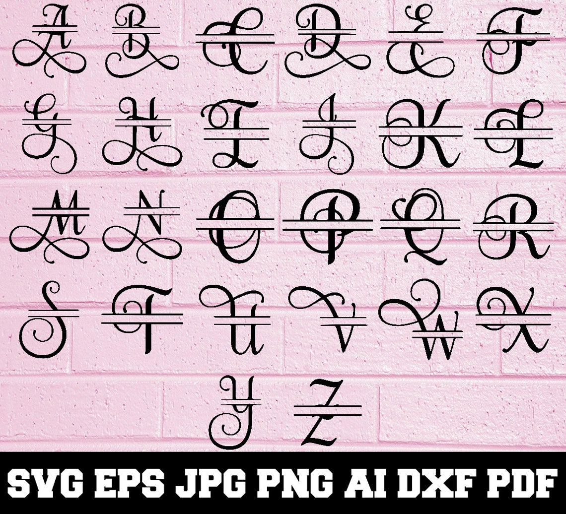 Split Monogram Font SVG Split Font Cut File Split Alphabet | Etsy