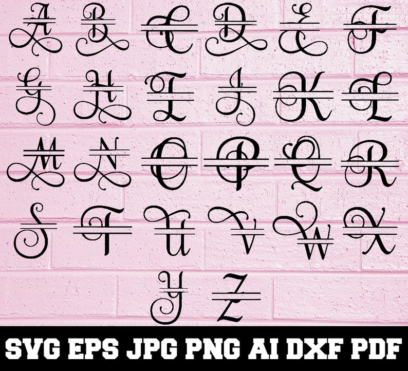 Split Monogram Font SVG Split Font Cut File Split Alphabet | Etsy
