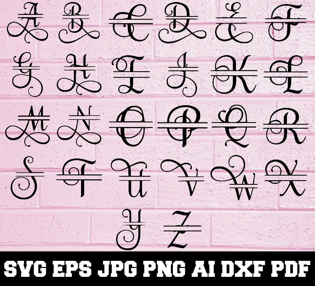 Split Monogram Font SVG Split Font Cut File Split Alphabet | Etsy