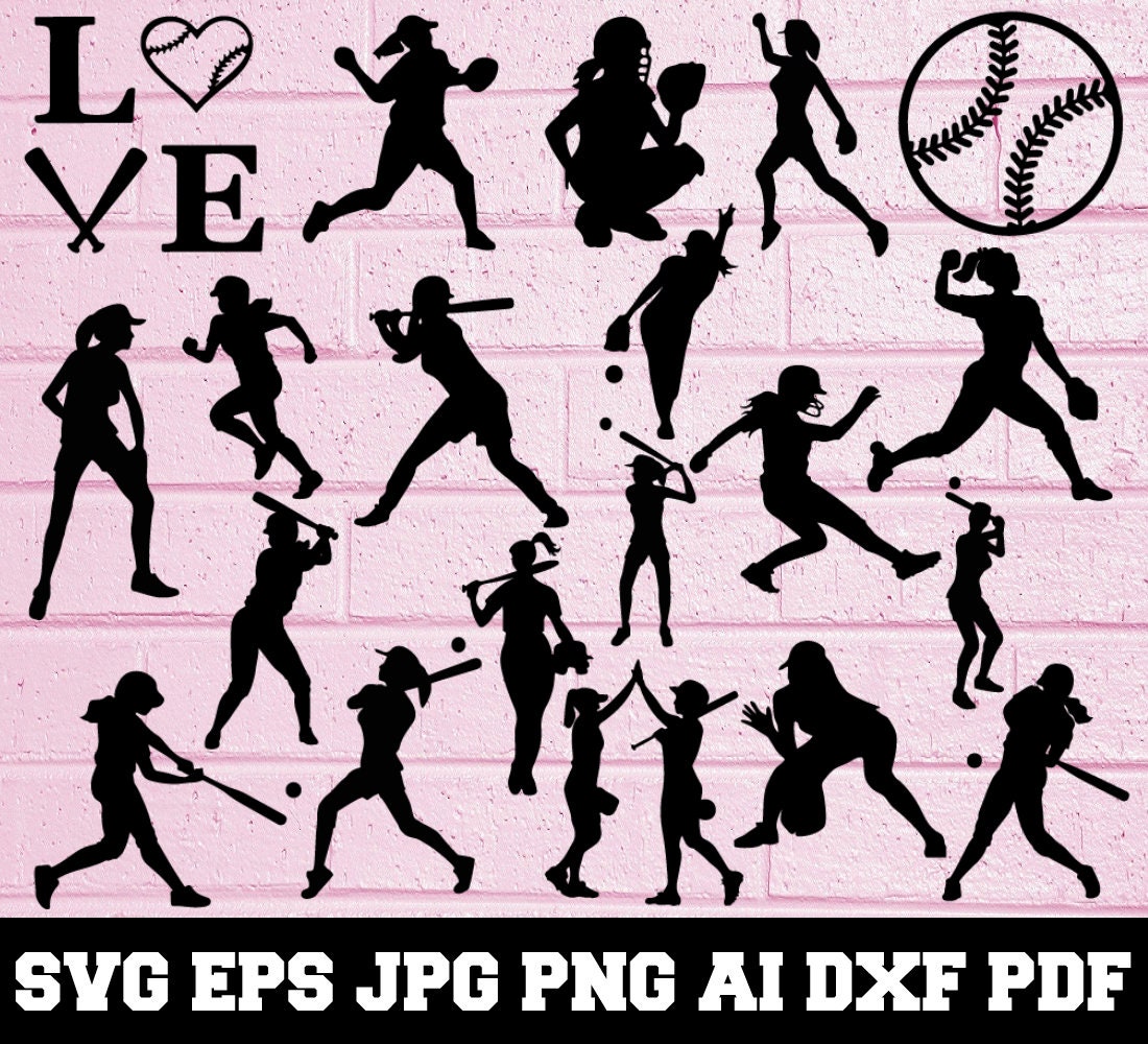 Softball SVG - Sport SVG - Softball Silhouette - SVG Cut Files ...