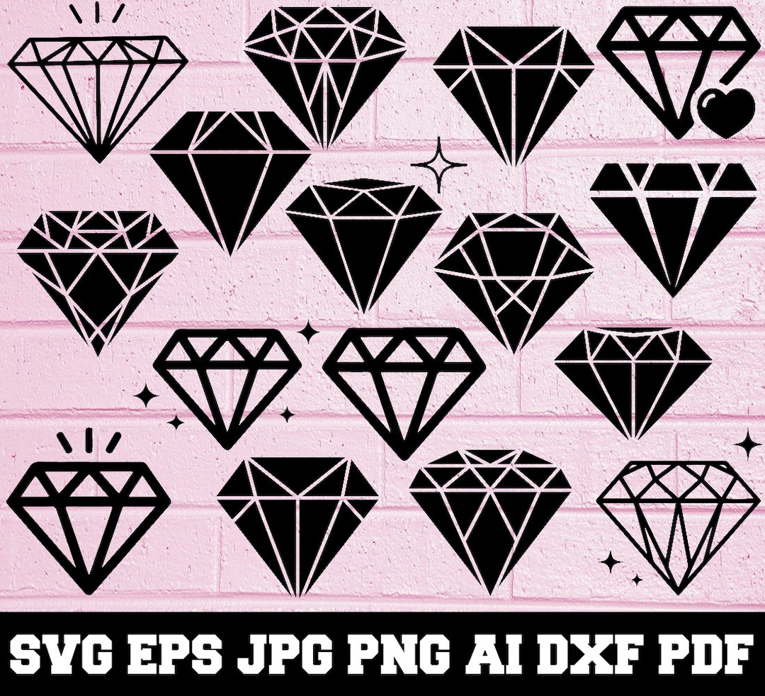 Diamant SVG Diamant Silhouette Diamant Plotterdatei Diamond Bundle SVG Diamant Clipart Diamant ...
