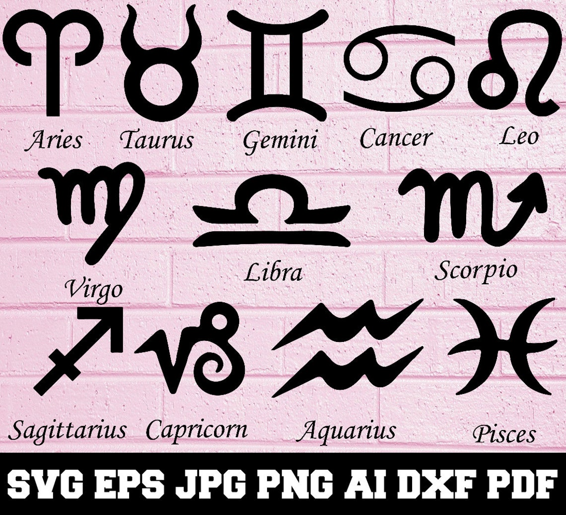 Zodiac Sign SVG Zodiac Sign Silhouette SVG Cut Files Zodiac | Etsy