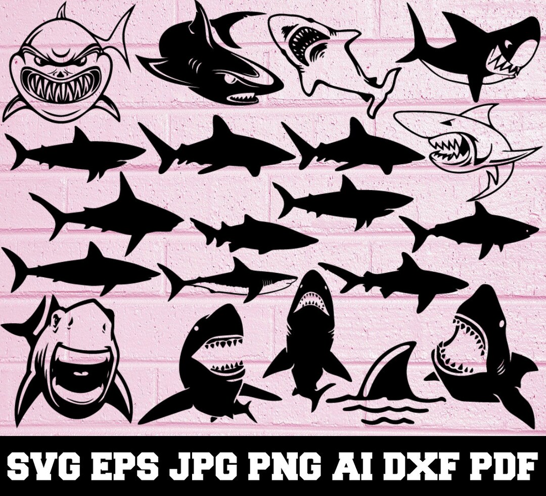 Shark SVG- Sea Animal Svg- Shark Silhouette- SVG Cut Files- Shark ...