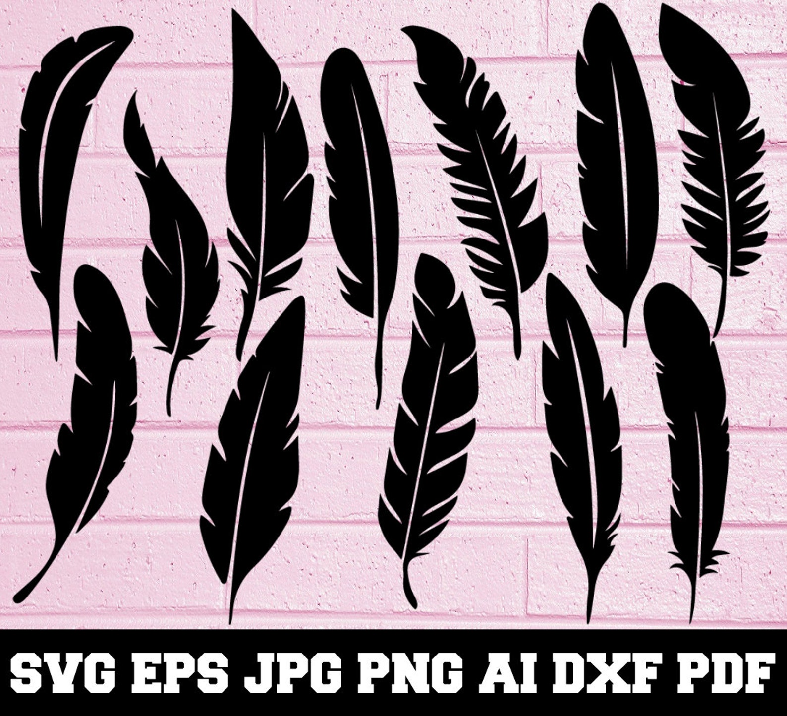 Feathers SVG Feathers Silhouette SVG Cut Files Feathers | Etsy
