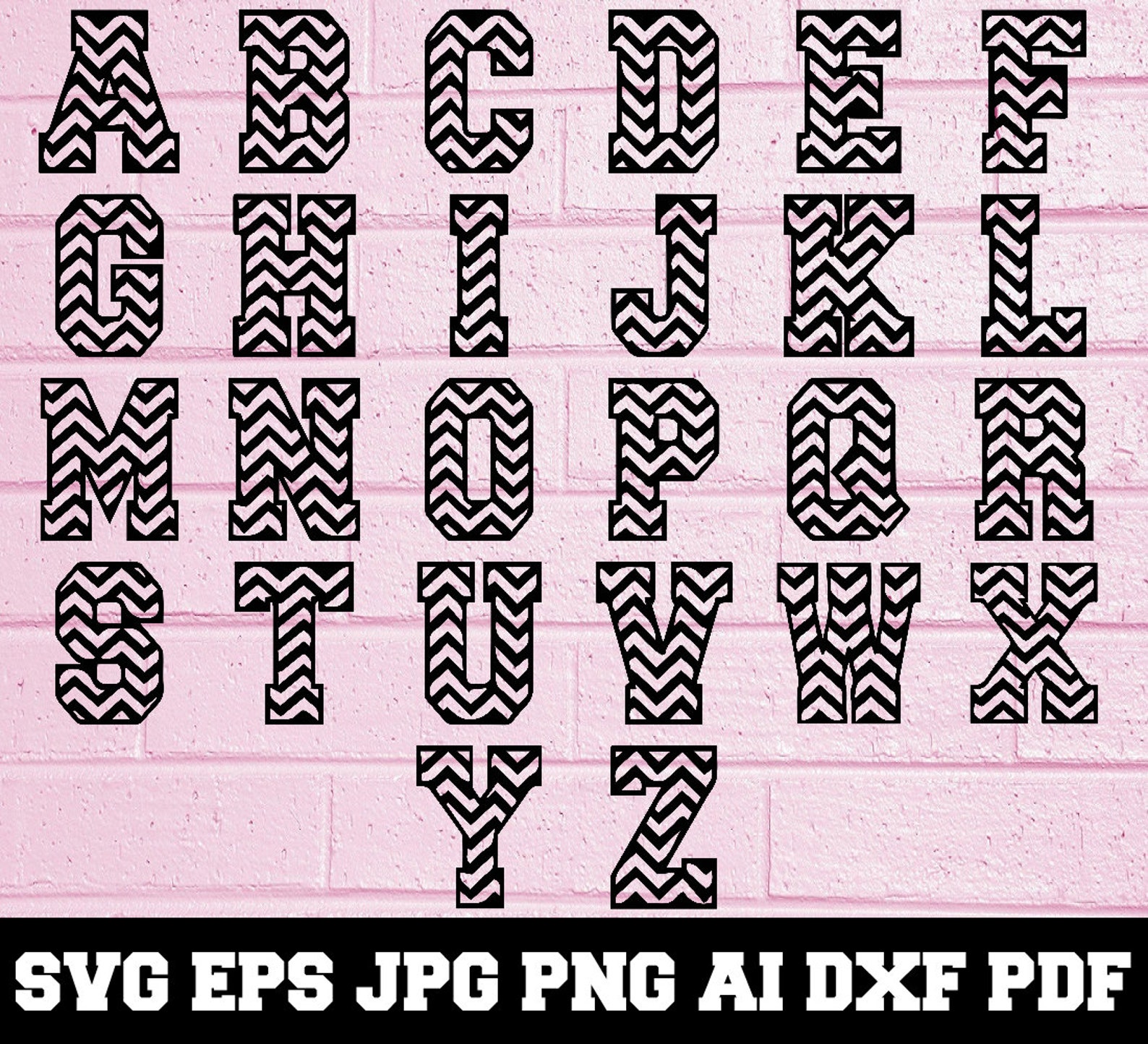 Chevron Font SVG - Chevron Cut File - Chevron Alphabet SVG - Chevron ...