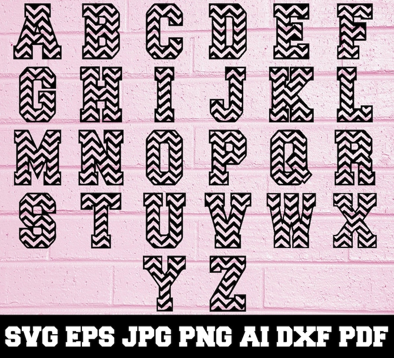Chevron Font SVG - Chevron Cut File - Chevron Alphabet SVG - Chevron ...
