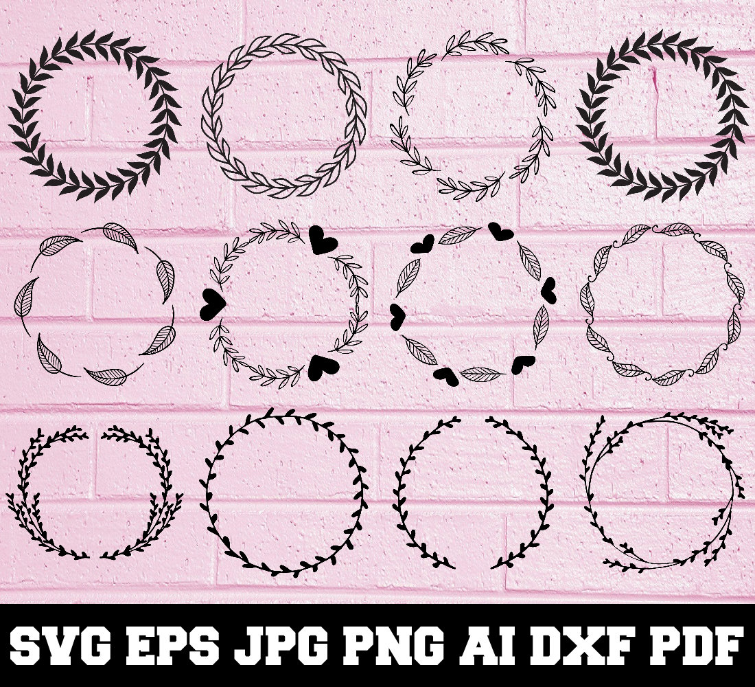 Couronne SVG - Couronne Silhouette - Wreath Bundle SVG - Wreath Clipart ...