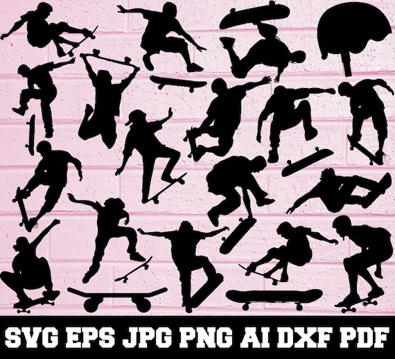 Skater SVG Skater Silhouette SVG Cut Files Skater Bundle | Etsy