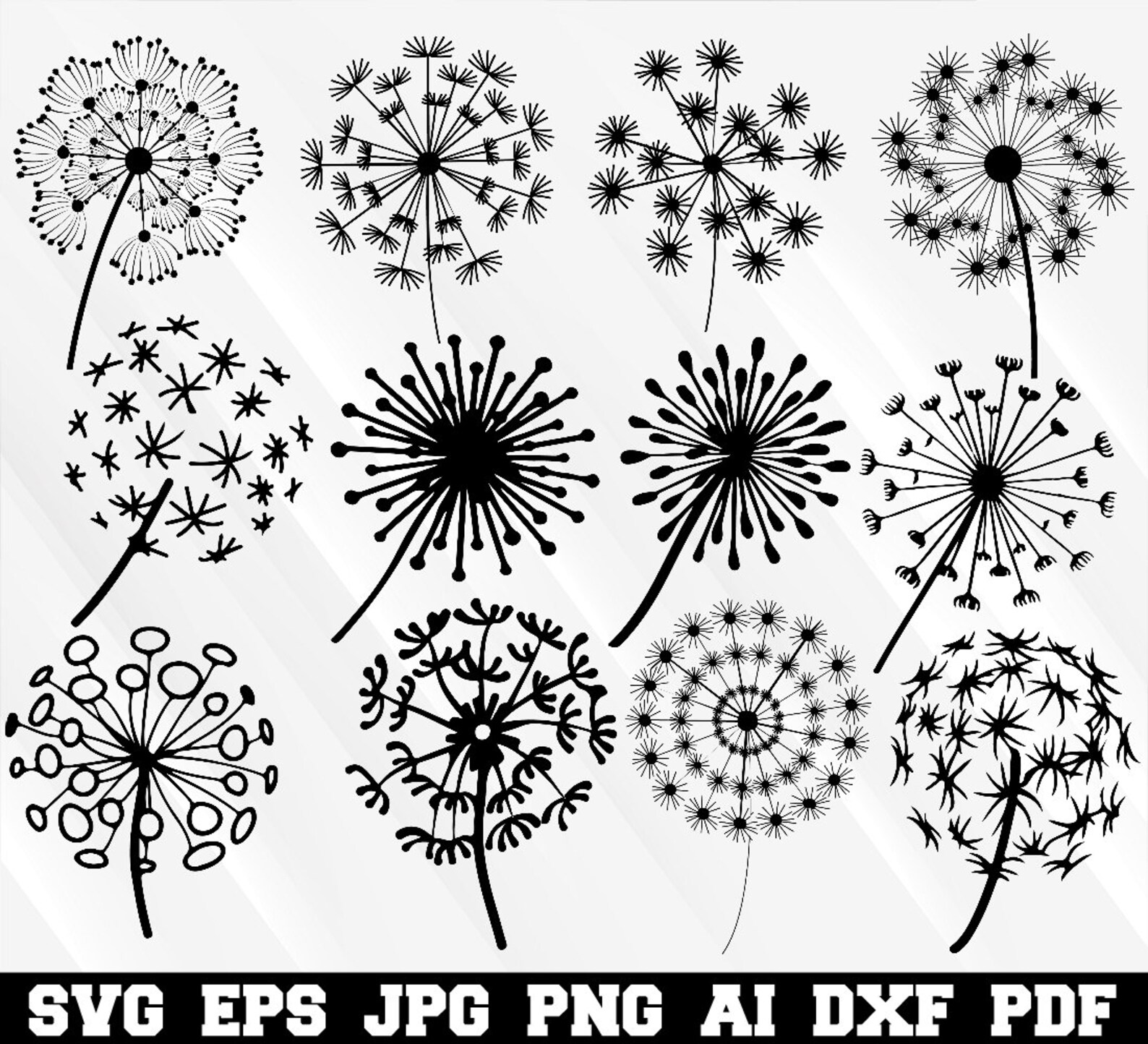 Dandelion SVG Dandelion Silhouette SVG Cut Files | Etsy