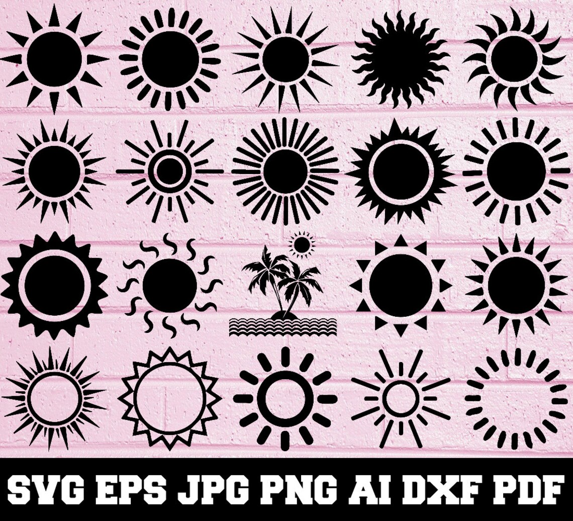 Sun SVG Summer SVG Nature SVG Sun Silhouette Cut Files - Etsy