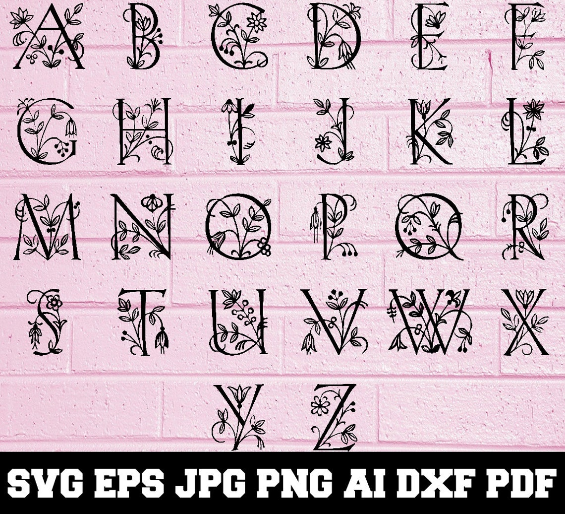Regal Flower Font SVG Regal Cut File Regal Alphabet SVG - Etsy