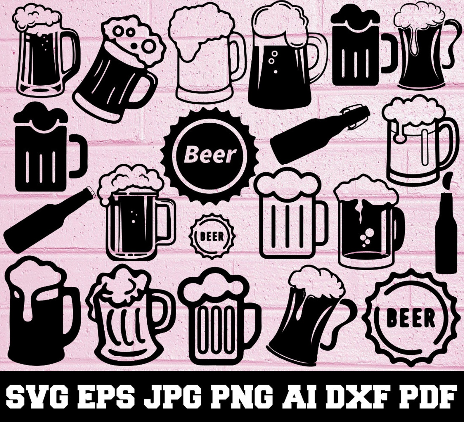 Beer Mug SVG Beer Mug Silhouette SVG Cut Files Beer Mug Bundle SVG Beer ...