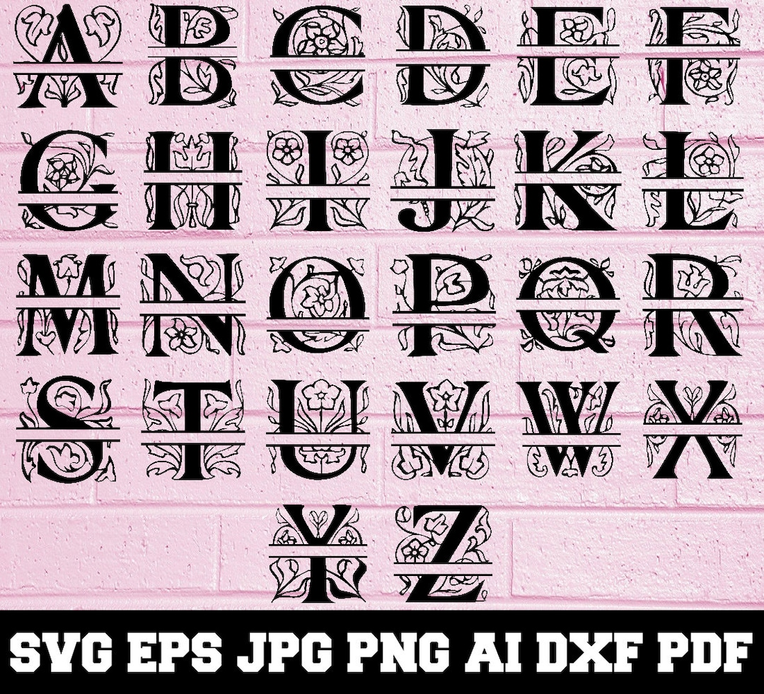 Split Font SVG - Split Font Cut File - Split Alphabet SVG - Split ...