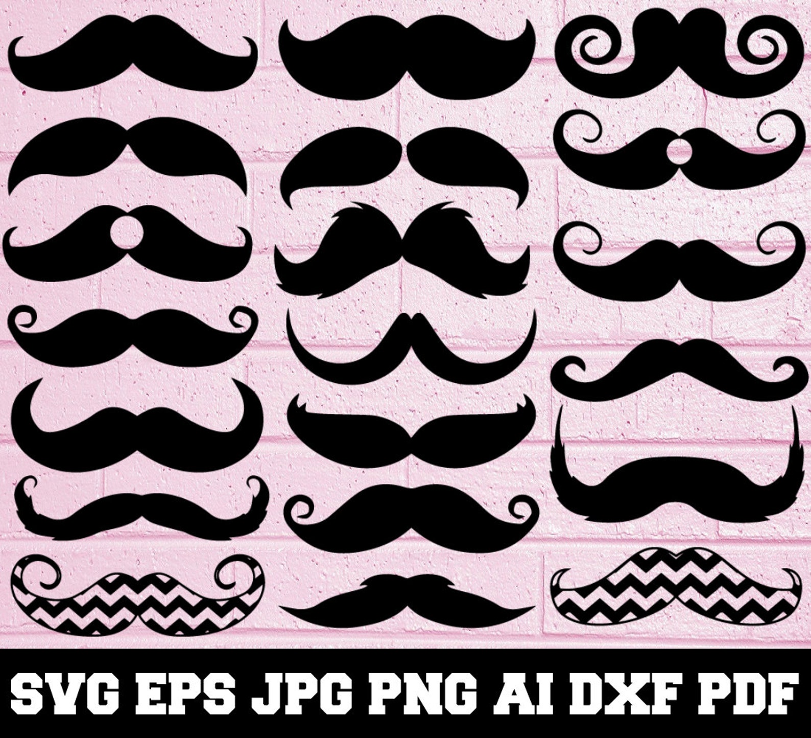 Mustache SVG - Mustache Silhouette - SVG Cut Files - Mustache Bundle ...