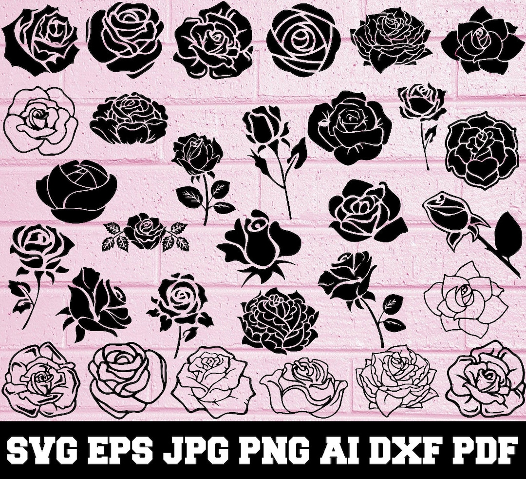 Rose SVG - Flower SVG - Rose Silhouette - SVG Cut Files - Rose Bundle ...