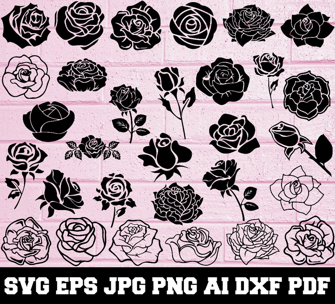 Rose SVG Flower SVG Rose Silhouette SVG Cut Files Rose | Etsy