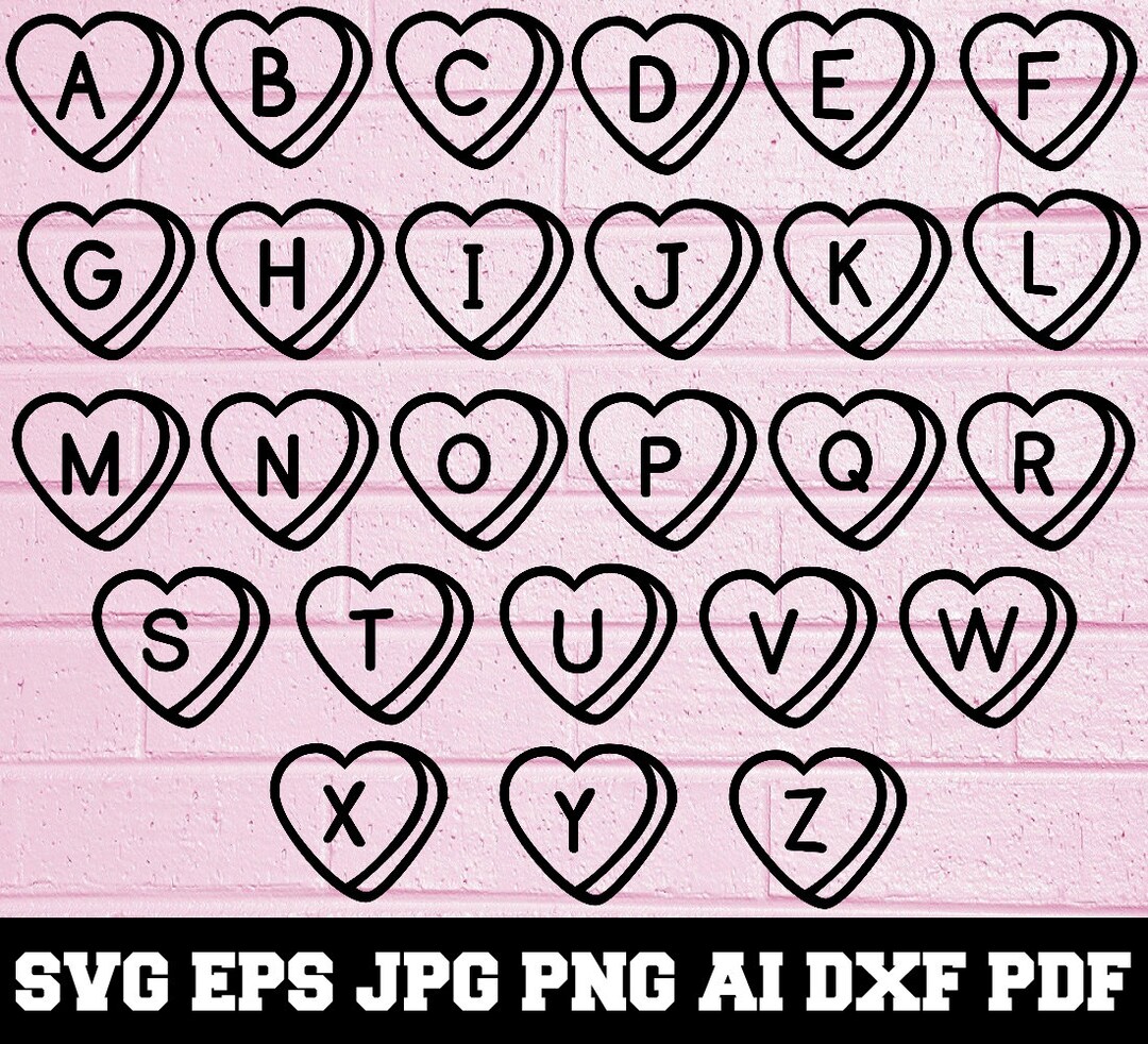 Heart Font SVG - Heart Cut File - Heart Alphabet SVG - Heart Letters ...