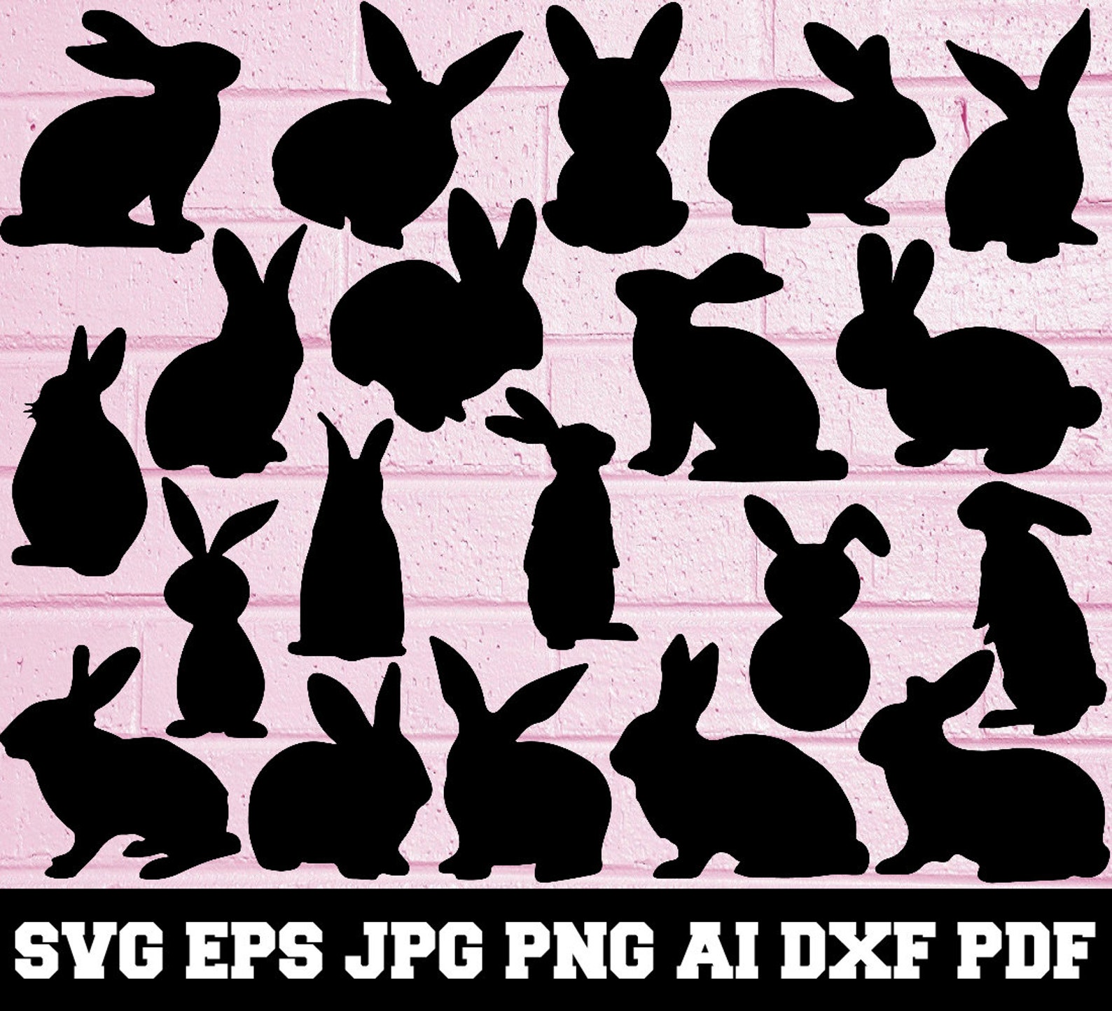 Rabbit SVG Rabbit Silhouette SVG Cut Files Rabbit Bundle | Etsy