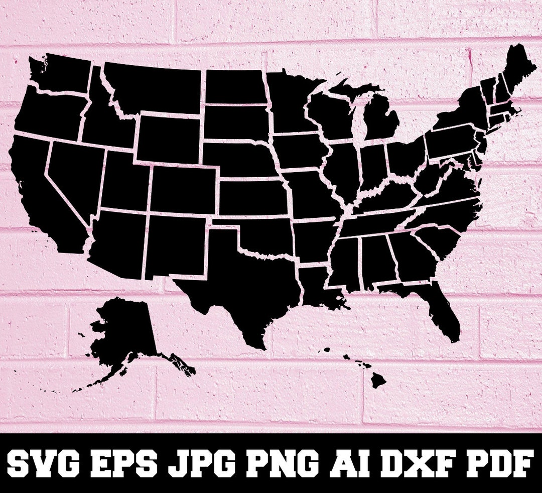 USA Map SVG - Usa Map Silhouette - Svg Cut Files - Usa Map Bundle SVG ...