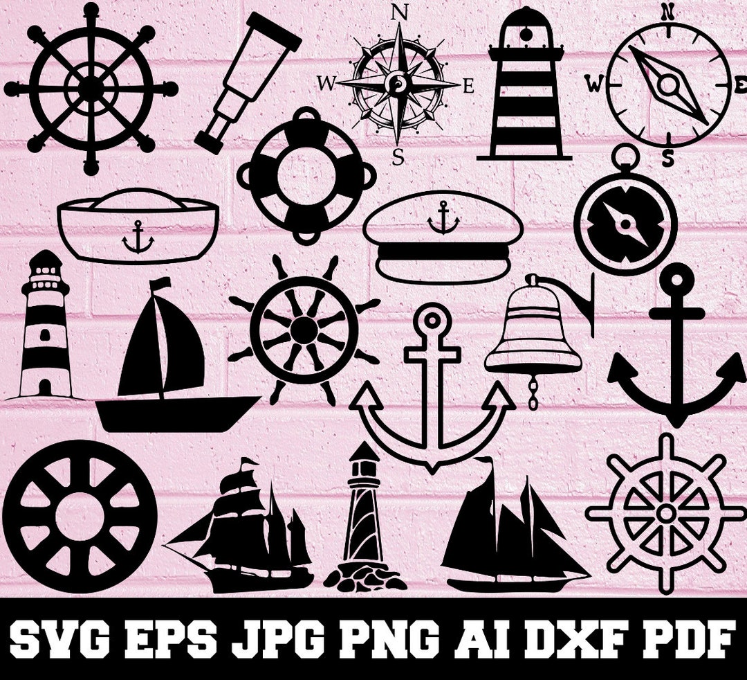 Nautical SVG- Nautical Silhouette- SVG Cut Files- Nautical Bundle SVG ...