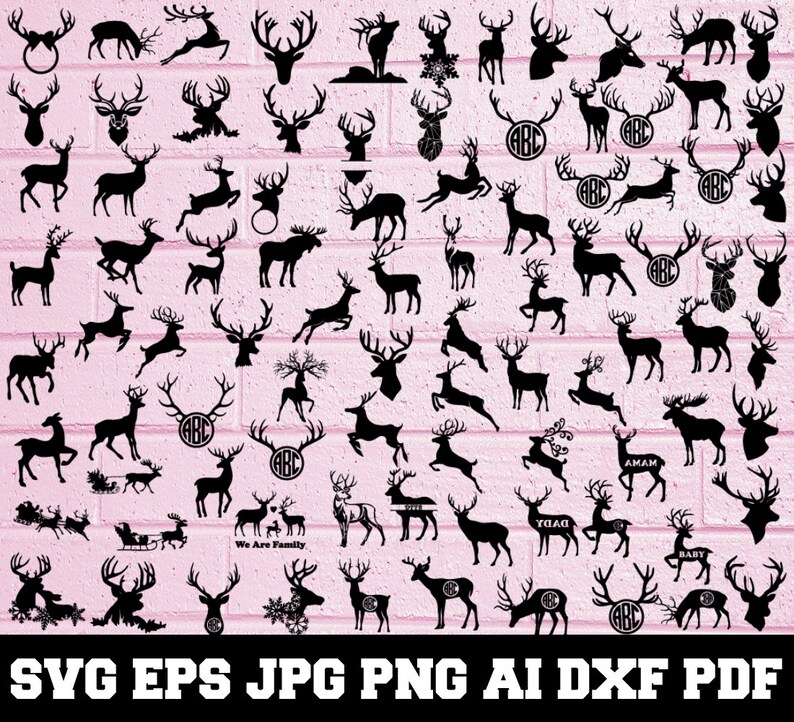 100 Deer SVG - Mega Bundle Deer SVG - Deer Bundle SVG - Deer Silhouette ...
