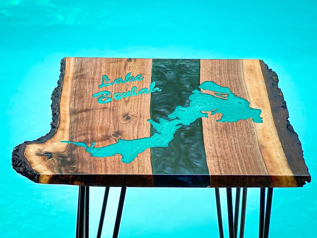 Customizable Lake Map Side Table, Personalized Gift, River Table,end ...