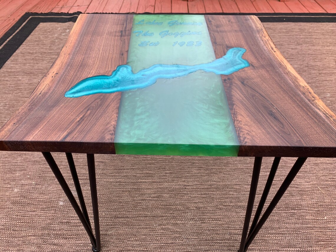 Customizable Lake Map Side Table Personalized Epoxy Resin End - Etsy