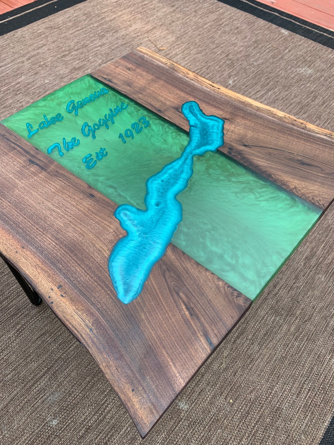 Customizable Lake Map Side Table Personalized Epoxy Resin End - Etsy