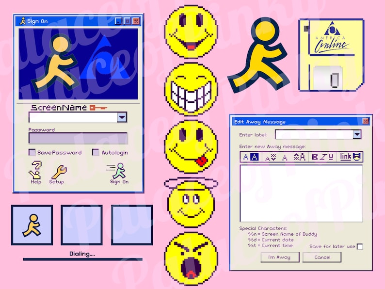 Instant Messenger Retro Computer Clip Art Bundle Images Original ...
