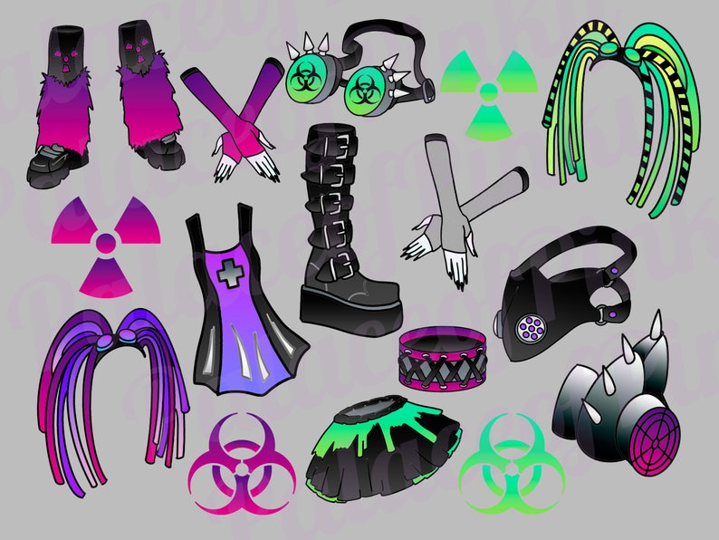 Cyber Goth Clip Art Images Twitch Assets Clipart Bundle - Etsy