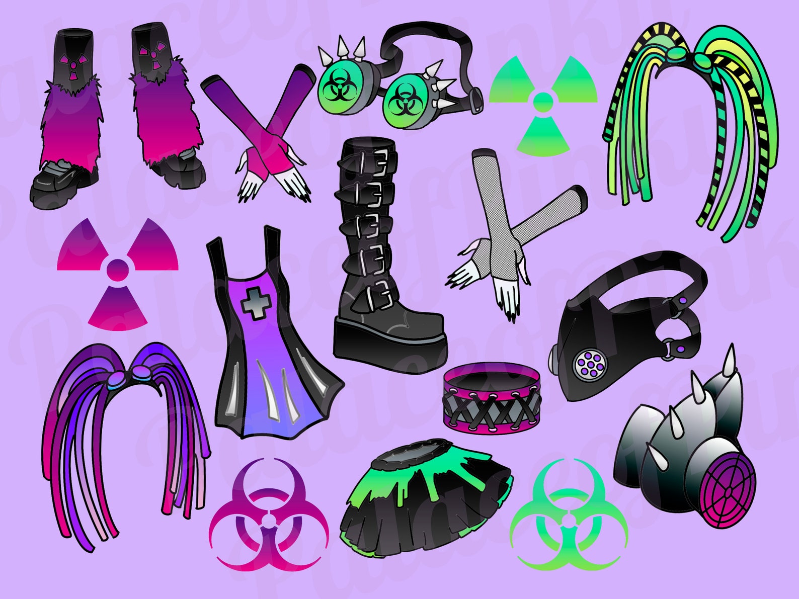 Cyber Goth Clip Art Images | Twitch Assets | Clipart Bundle | Planner ...