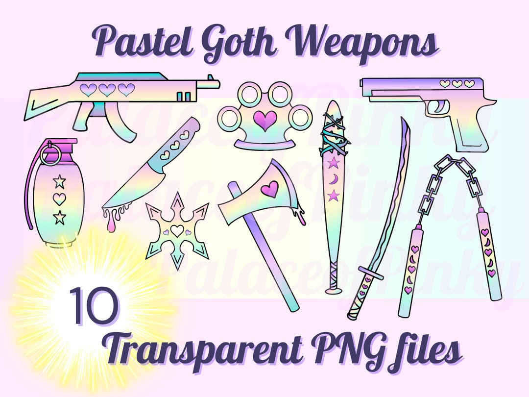 Pastel Goth Weapons Clip Art Bundle Images Twitch Assets - Etsy